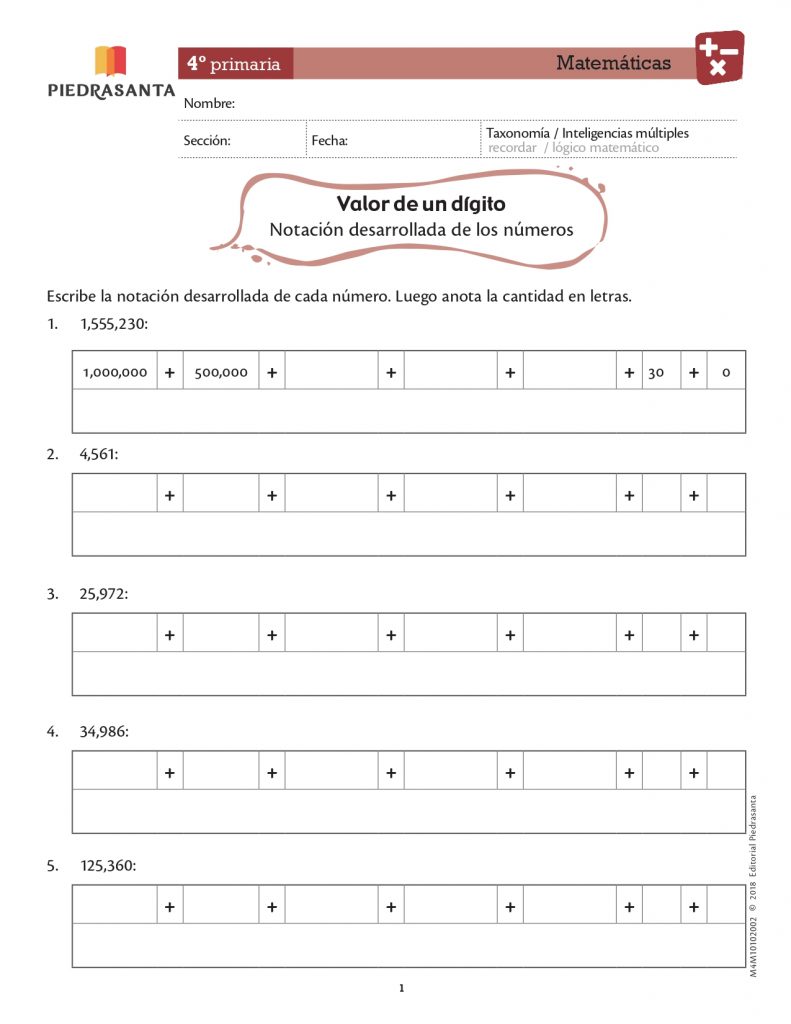 Valor de un dígito - CROPS