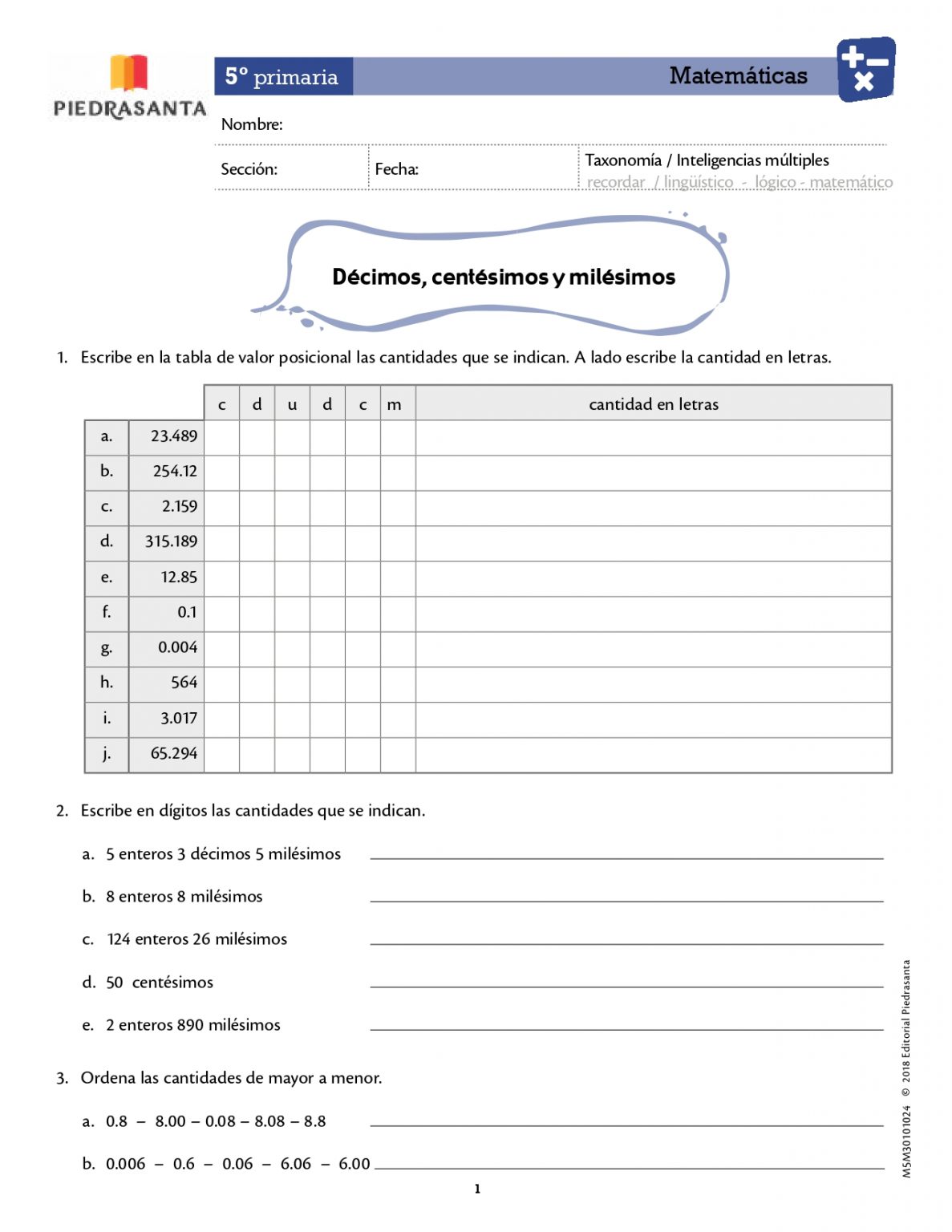 Décimos, centésimos y milésimos - CROPS