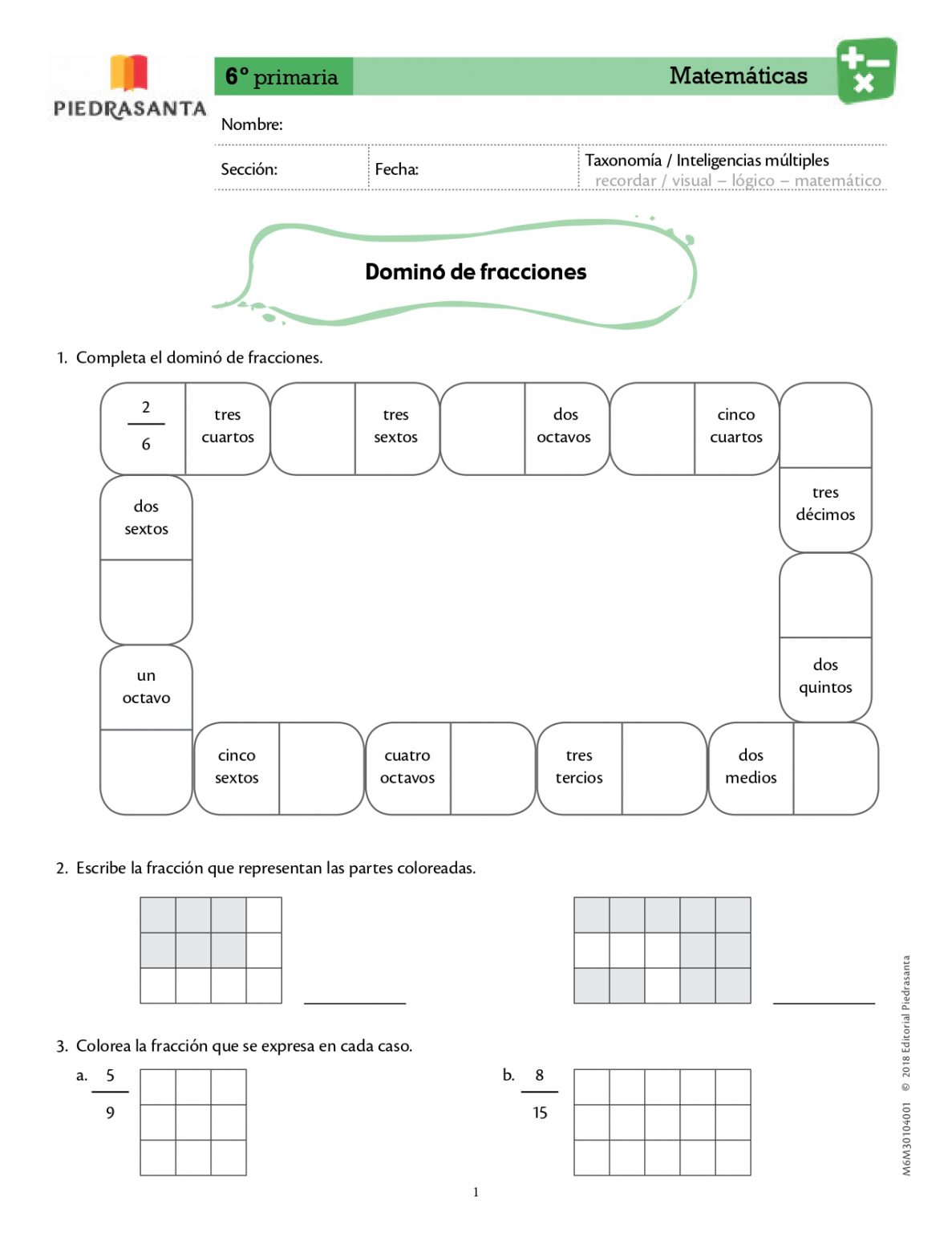 Dominó de fracciones – CROPS