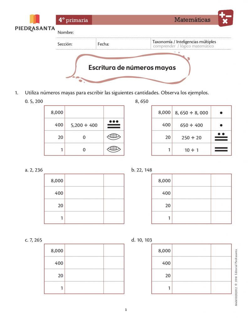 Escritura de números mayas - CROPS